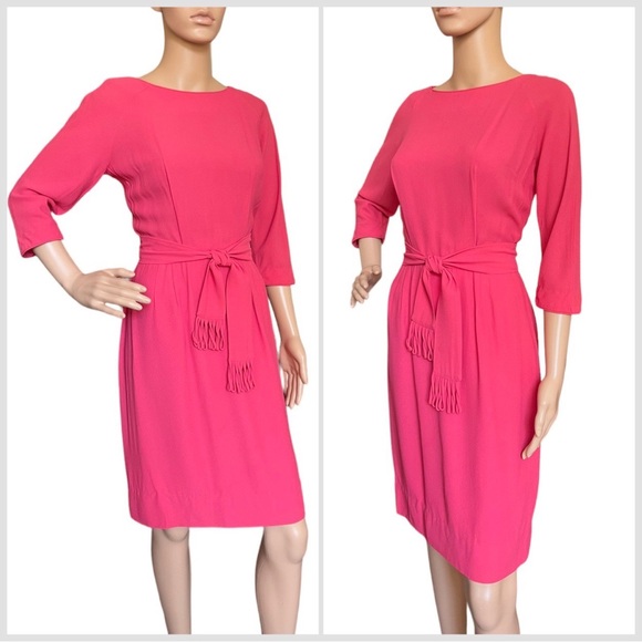 Dresses | Vintage Pink Bombshell Dress With Belt Xs Small | Poshmark